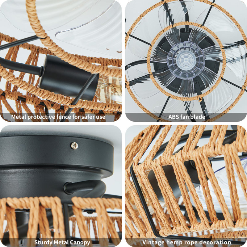 Bay Isle Home Mattawan 19.6"- 4 Light 7 Blade Caged Ceiling Fan with ...
